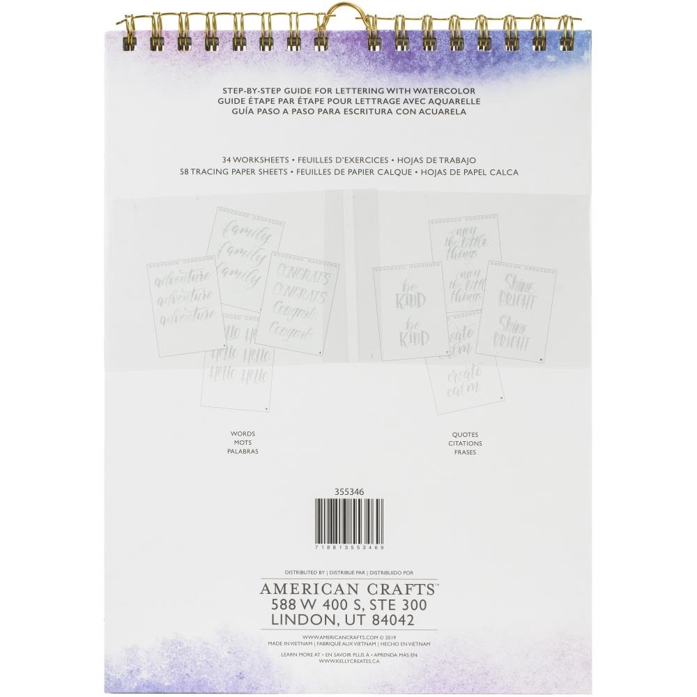 Kelly Creates Watercolor Brush Lettering Workbook 8.5"X11" - Words