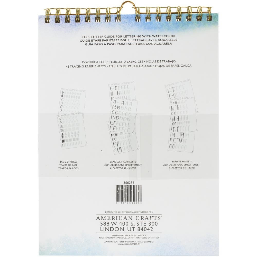 Kelly Creates Watercolor Brush Lettering Workbook 8.5"X11" - Block Letters