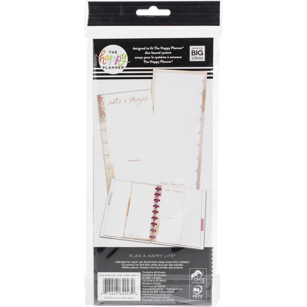 Happy Planner Skinny Classic Half Sheet Fill Paper - Notes And Things