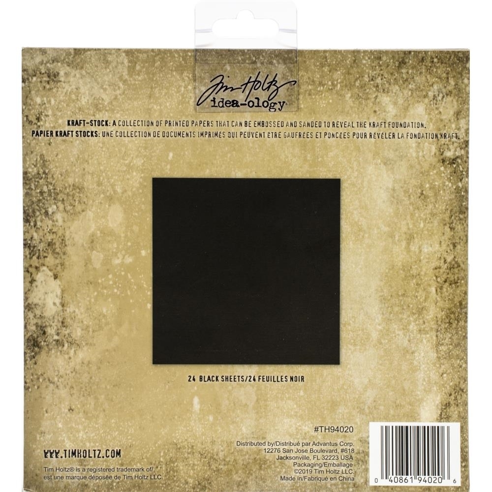 Tim Holtz Idea-ology Kraft Stock Cardstock Pad 8'' x 8'' - Blackout