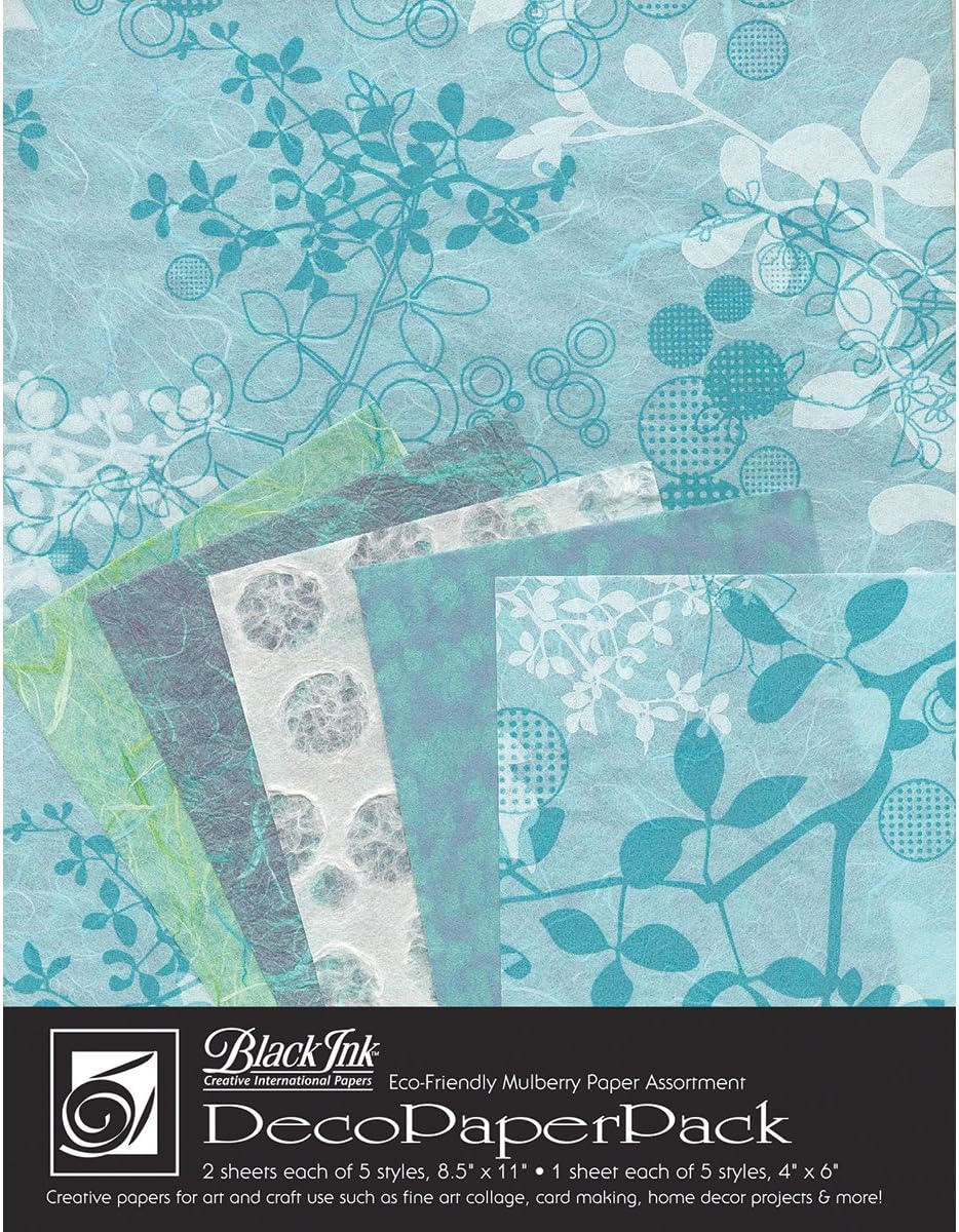 Black Ink Chinaberry Aqua – Χαρτιά Mulberry για Κολάζ & Βιβλιοδεσία, 15 ...